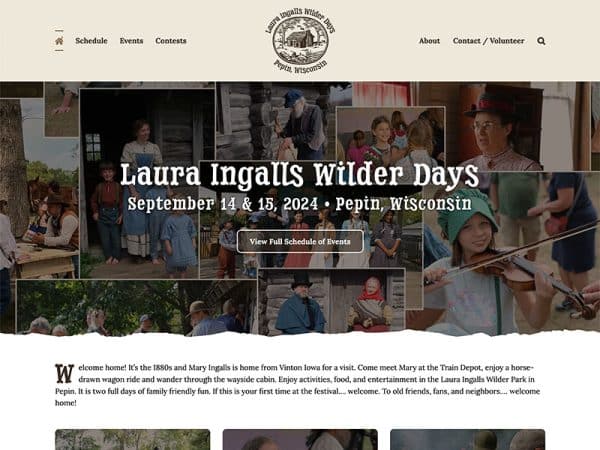 Festival Website Design - Laura Ingalls Wilder Days